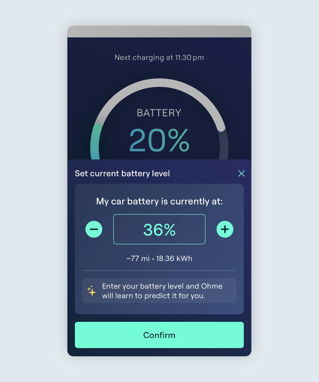 How to set your battery level - Ohme EV